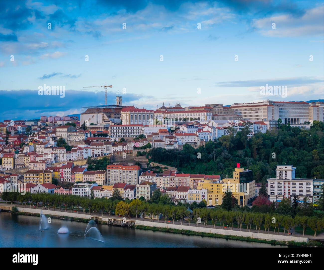 Aerial view of Coimbra city old town and University of Coimbra on the ...