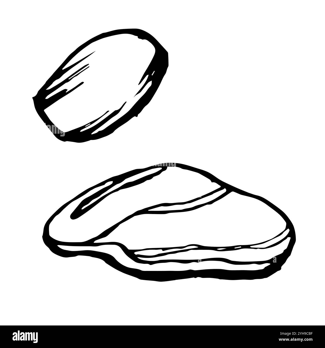 Stones sketch. Vector monochrome illustrations of Natural stone in ...