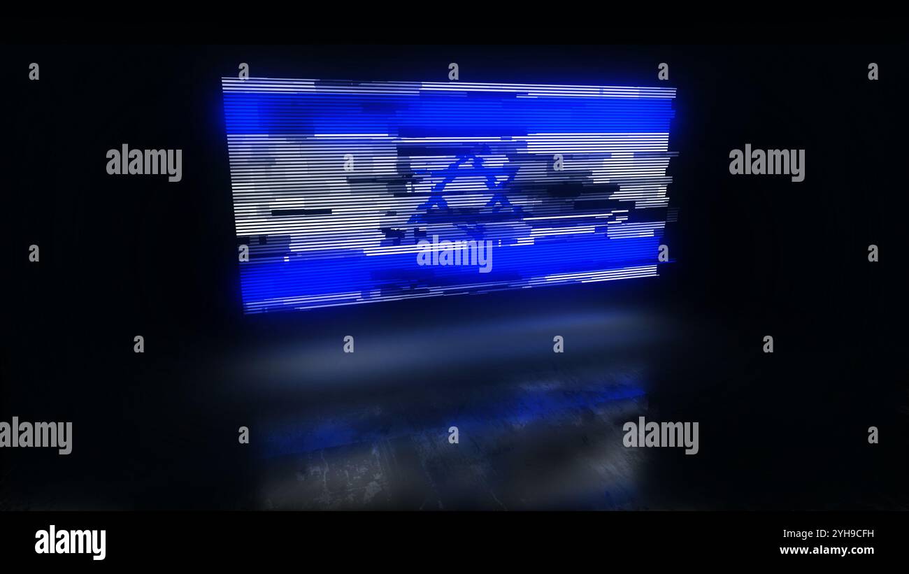 Israel digital technology flag cyber background. Israeli banner ...