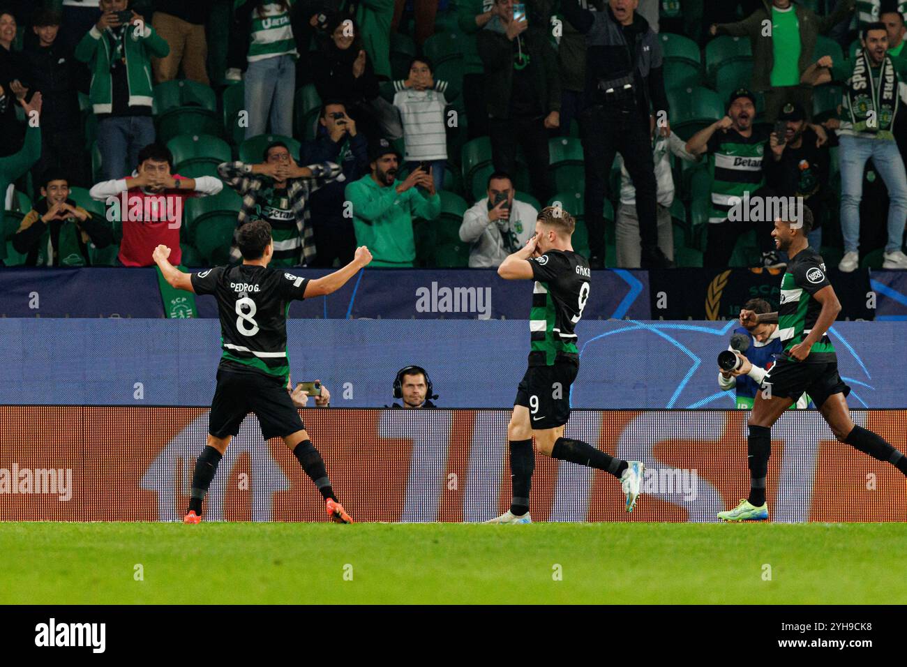 Viktor Gyokeres seen celebrating after scoring goal during UEFA ...