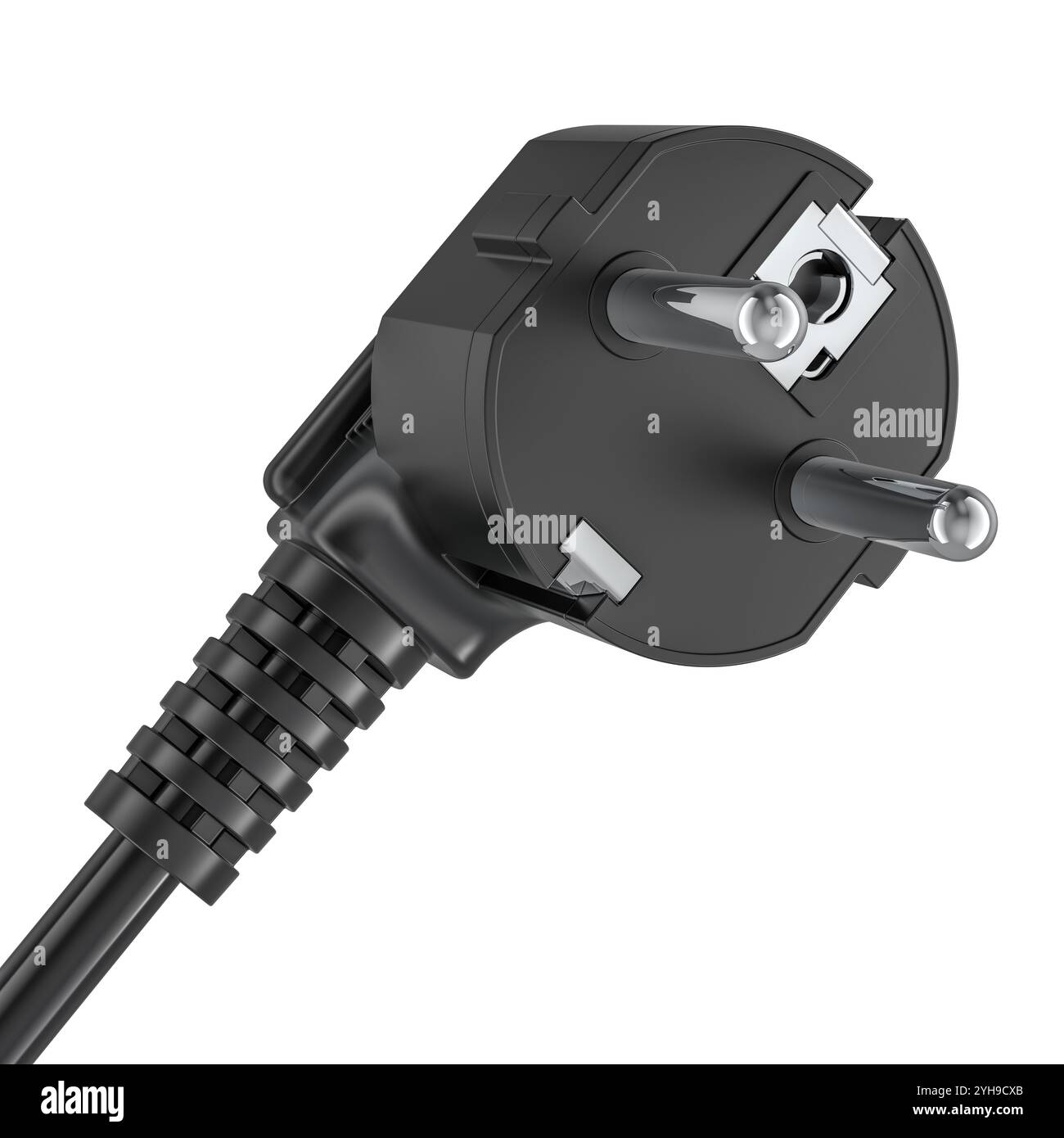 Black AC power plug, 3D rendering isolated on white background Stock ...