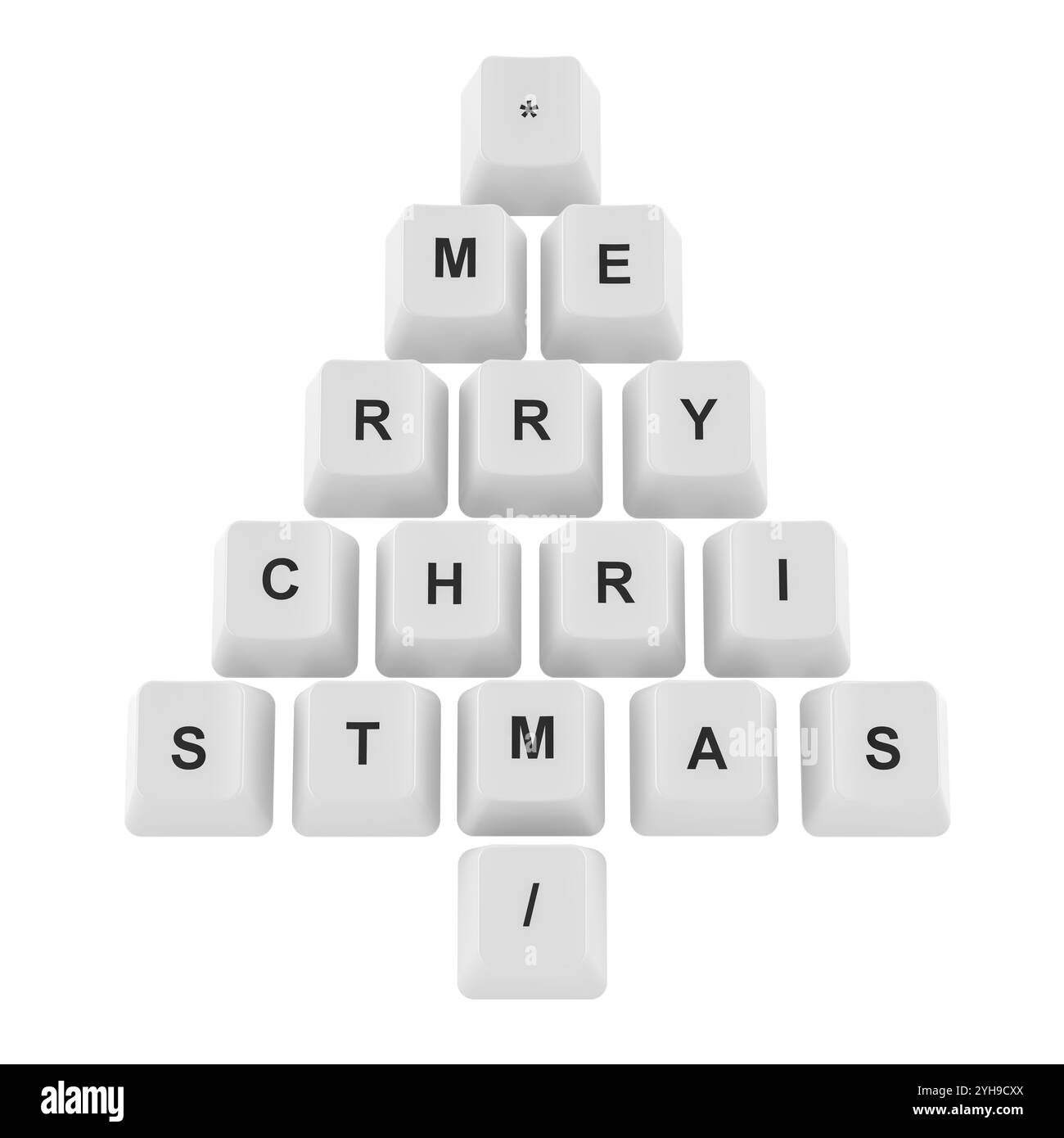 Christmas tree from computer keyboard button, 3D rendering isolated on ...