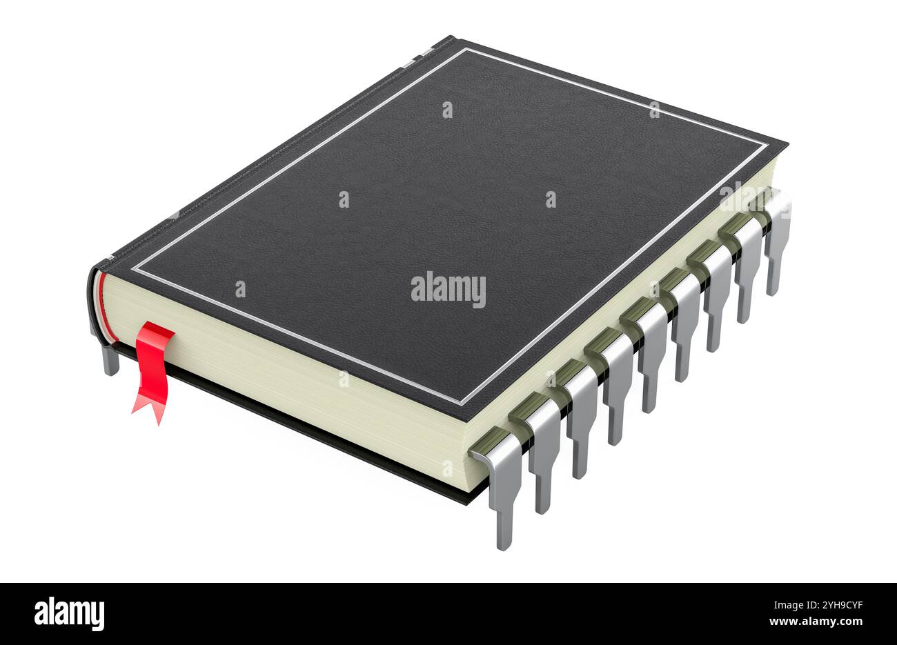 Book with electronic integrated chip. IT education, concept. 3D ...