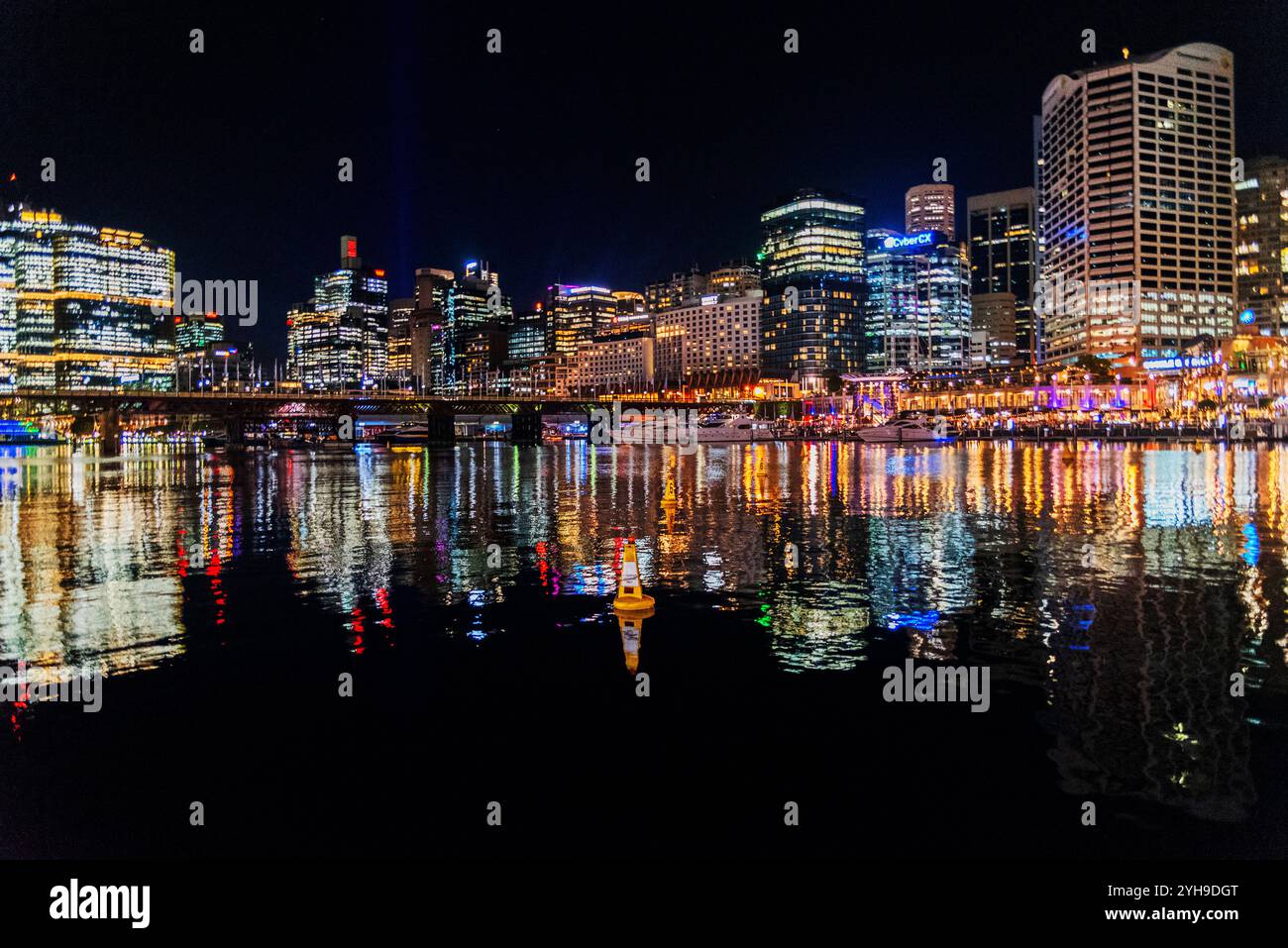 Spectacular night view on Darling Harbour. Darling Harbour is a major ...