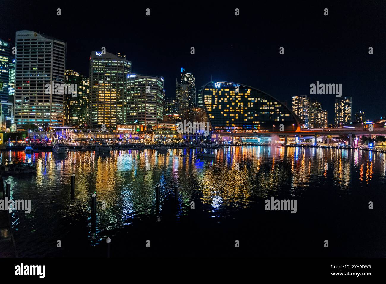 Spectacular night view on Darling Harbour. Darling Harbour is a major ...