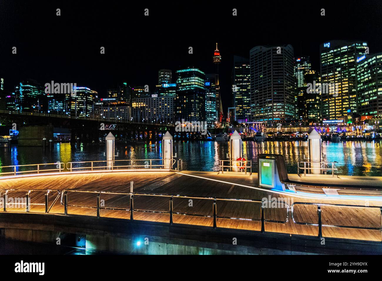 Spectacular night view on Darling Harbour. Darling Harbour is a major ...