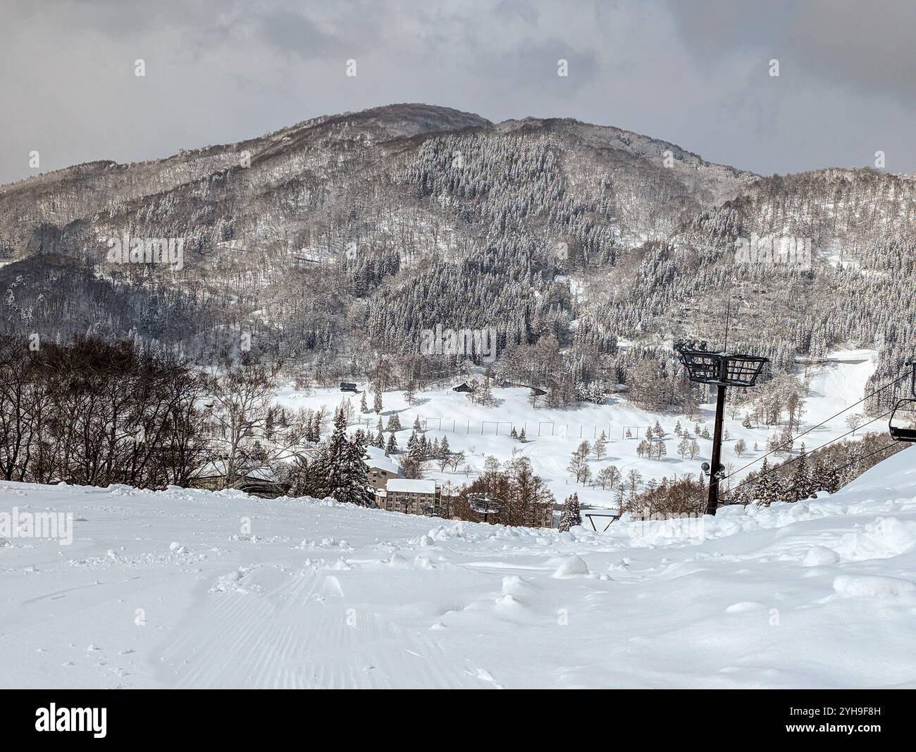The Japanese ski area of Madarao on a cold, sunny winters day Stock ...
