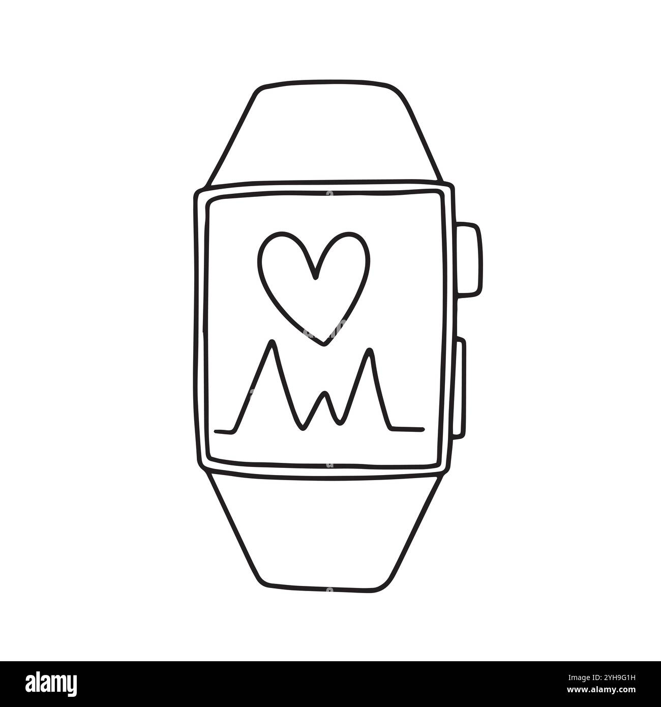 Smart watch with heart vector hand drawn sketch Stock Vector Image ...