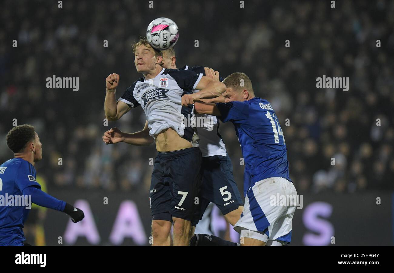 Denmark. 10th Nov, 2024. Mads Emil Madsen, AGF and Andreas Cornelius ...