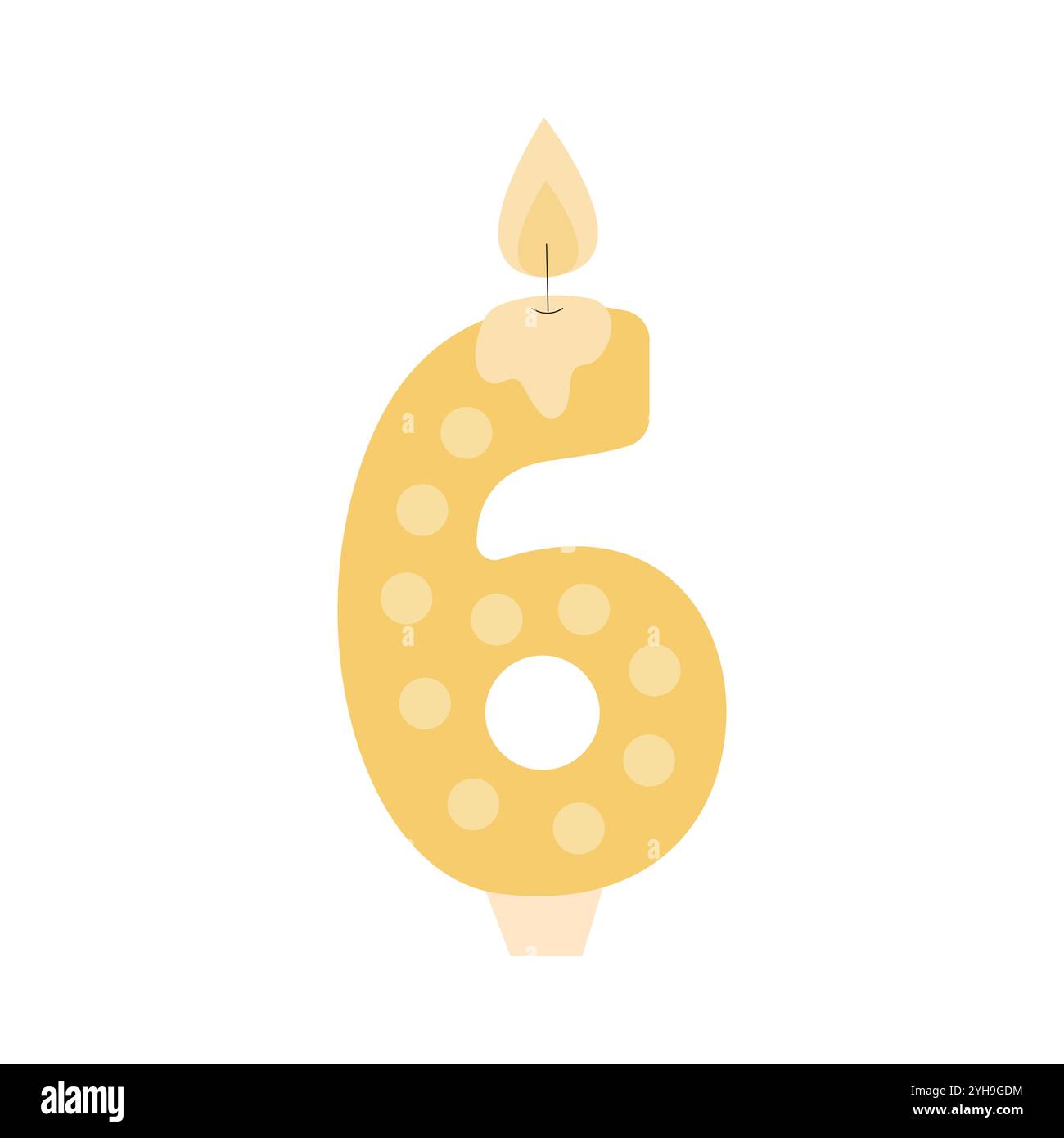 Candle shaped number 6 vector flat illustration Stock Vector Image ...