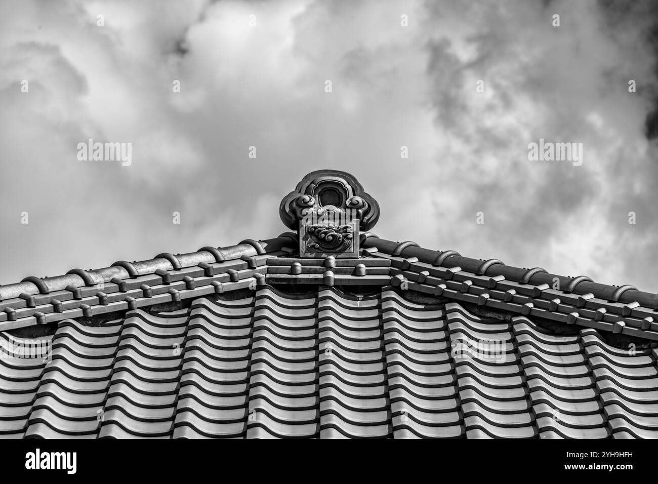 Katori, Chiba, Japan. August 26, 2023 : Detail of clay roof ornaments ...