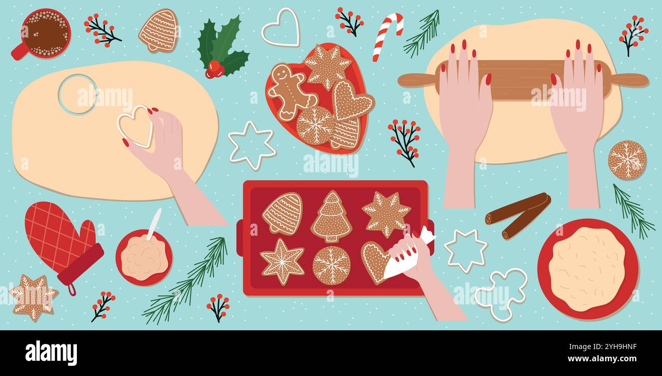 Gingerbread cookies making set Stock Vector Image & Art - Alamy
