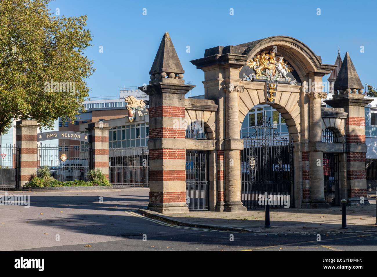 the main entrance to HMS Nelson royal navy barracks in Portsmouth ...
