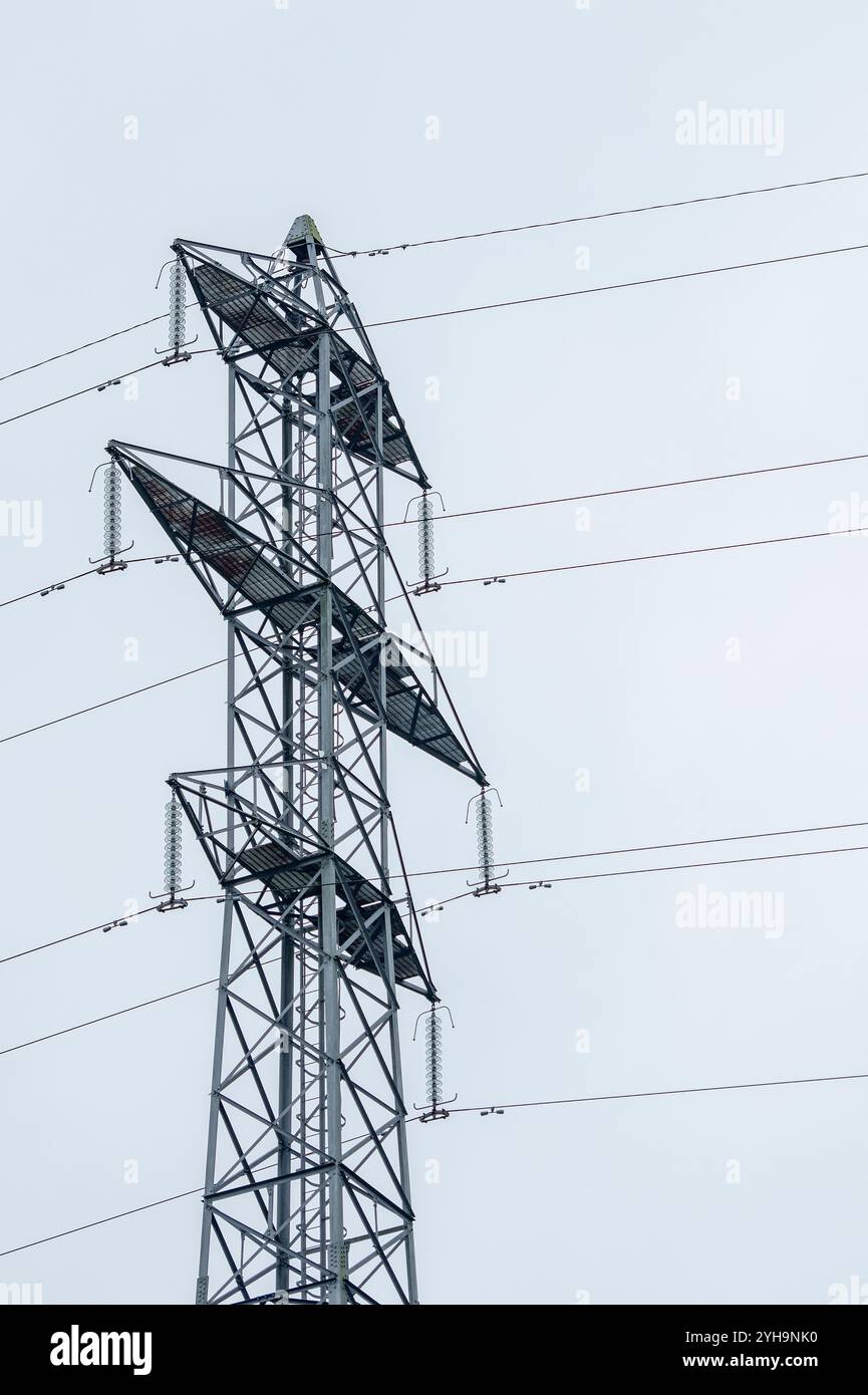 national grid electricity network high voltage pylon structure carrying electrical cables for ...