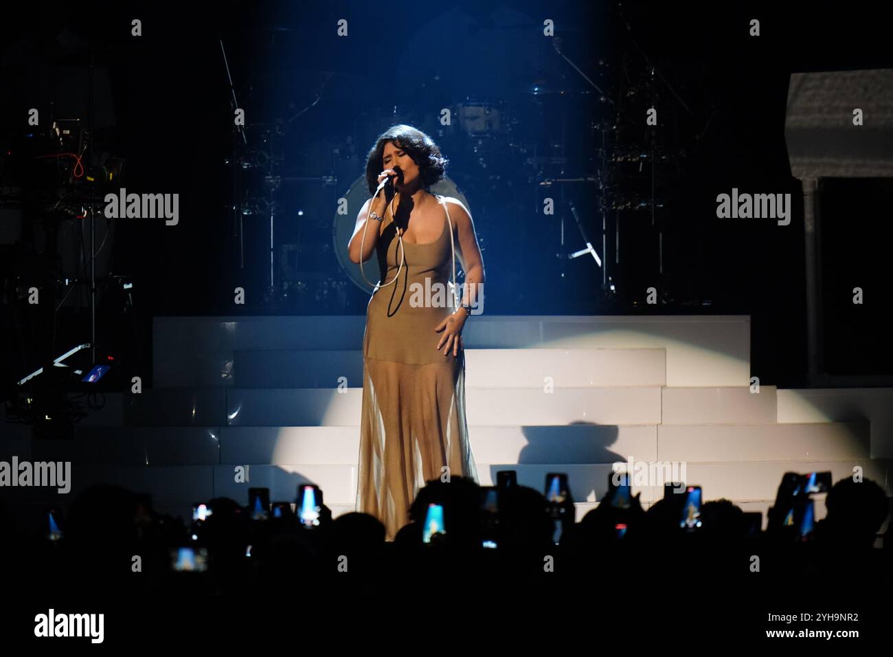 Raye performs on stage at the mtv europe music awards 2024 at the co op ...