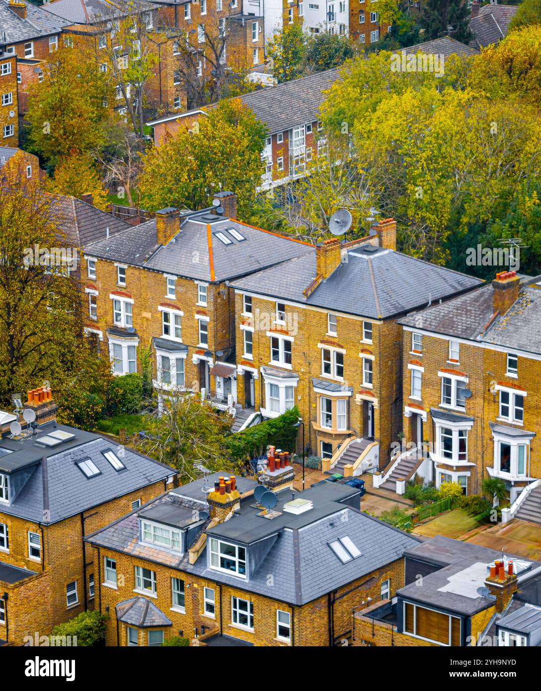 Aerial view of Ealing, a residential area in western part of London, UK ...