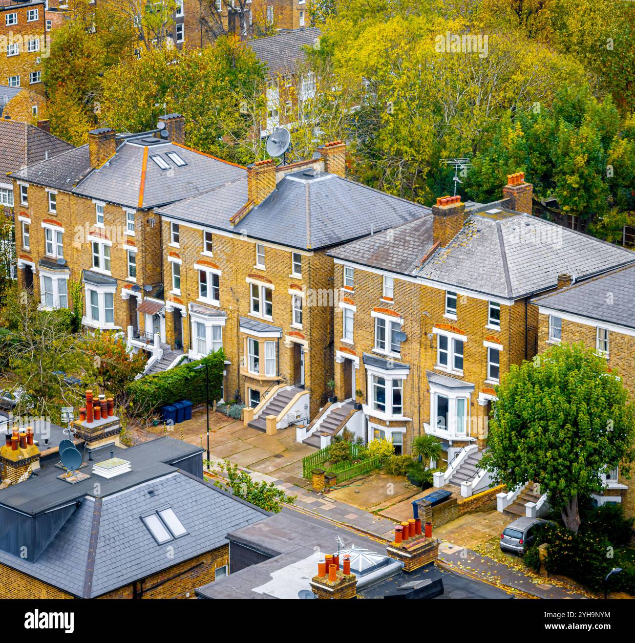 Aerial view of Ealing, a residential area in western part of London, UK ...