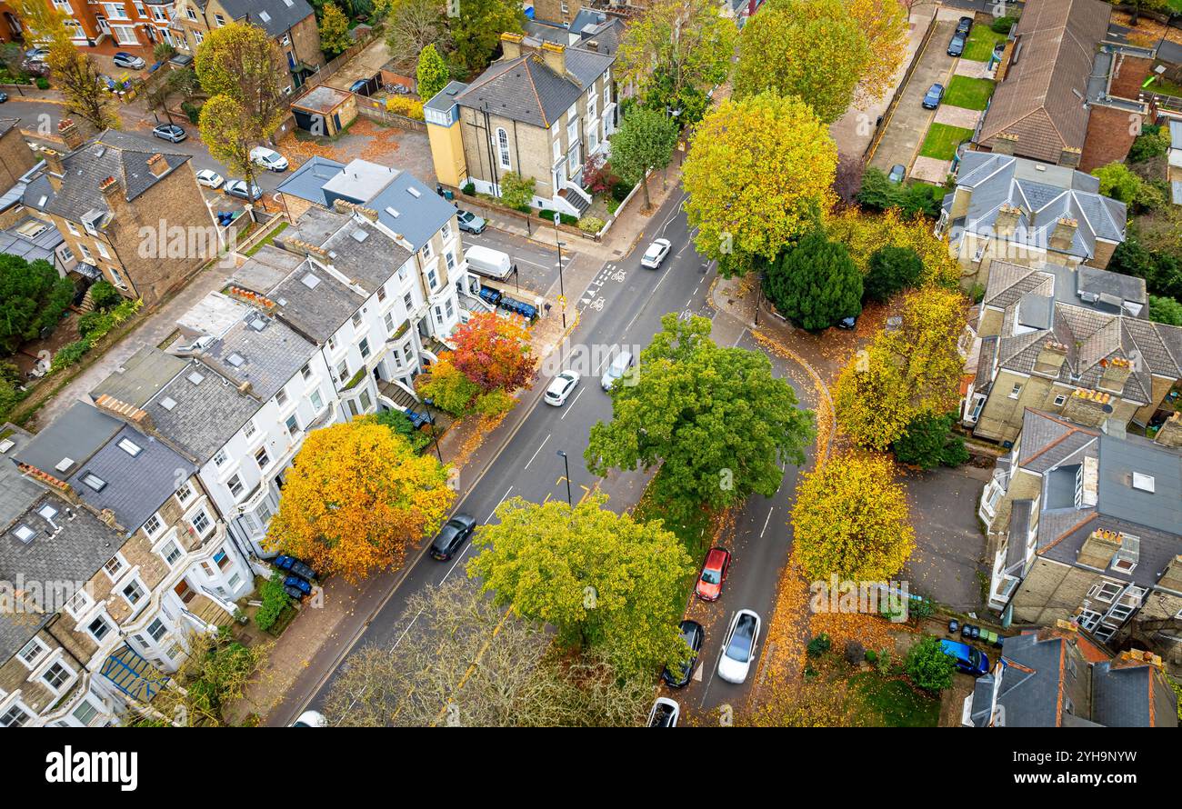 Aerial view of Ealing, a residential area in western part of London, UK ...