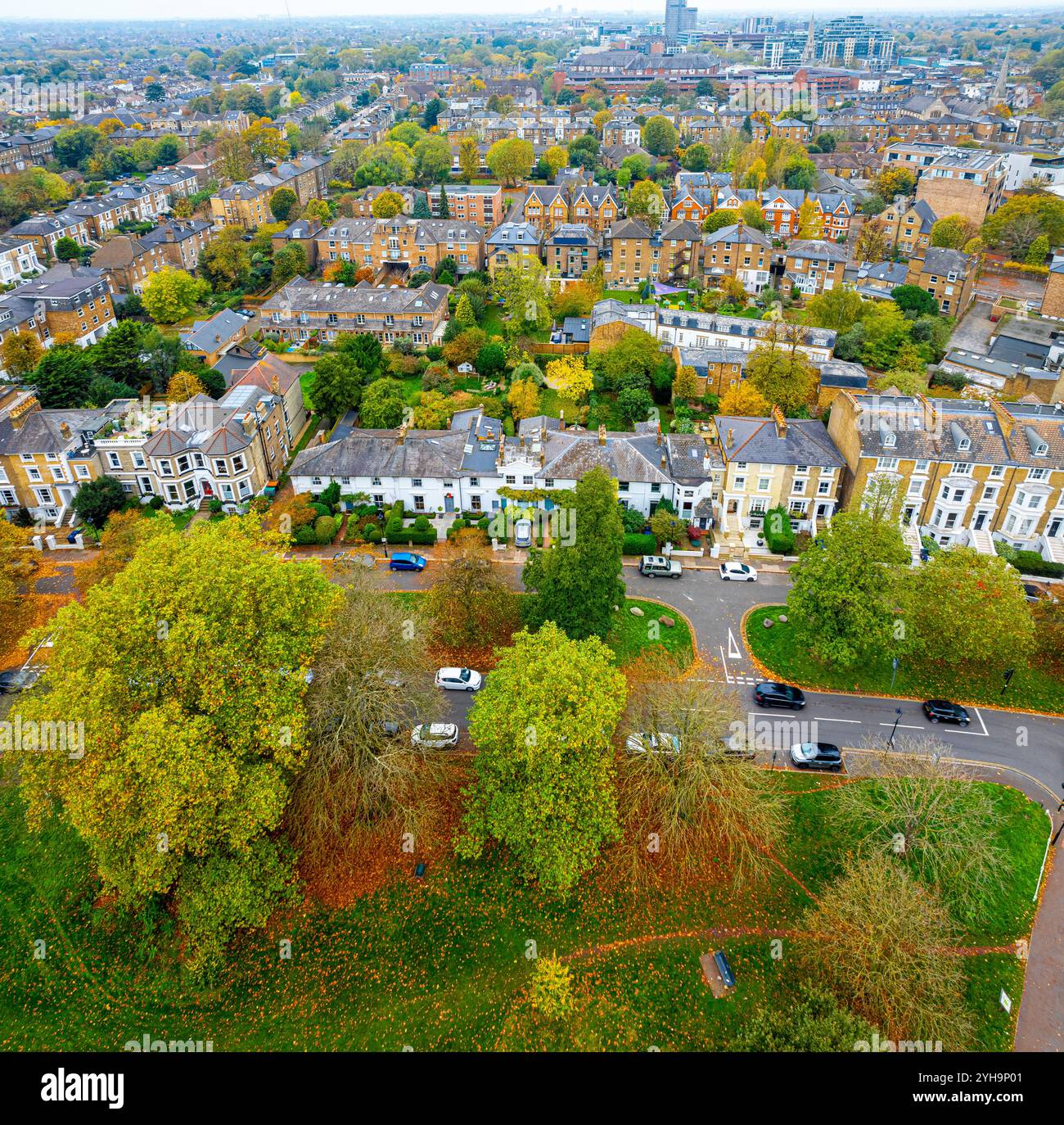 Aerial view of Ealing, a residential area in western part of London, UK ...