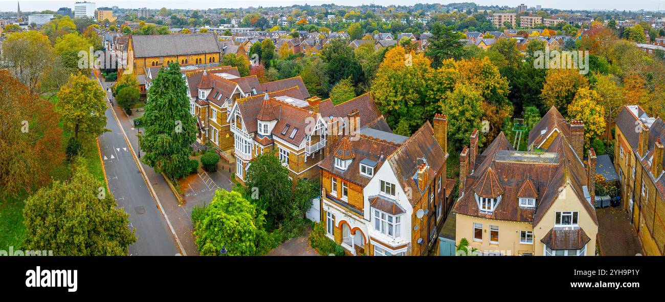 Aerial view of Ealing, a residential area in western part of London, UK ...