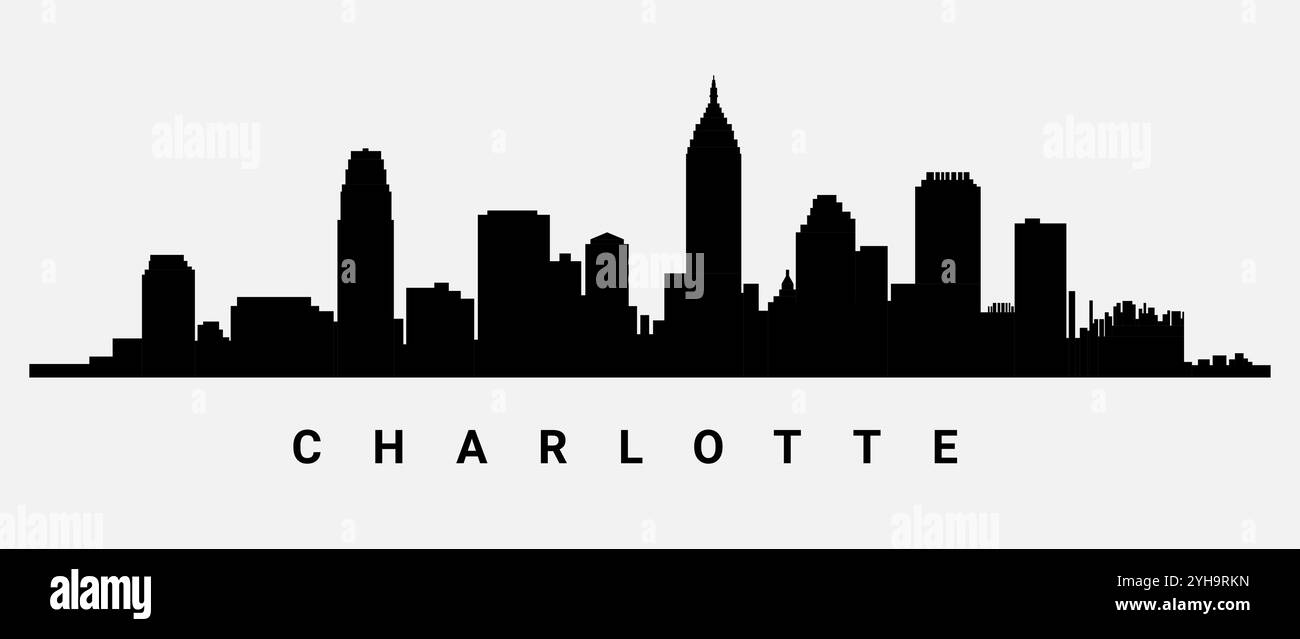 Charlotte Skyline Silhouette Design downtown art. Minimalist Carolina ...