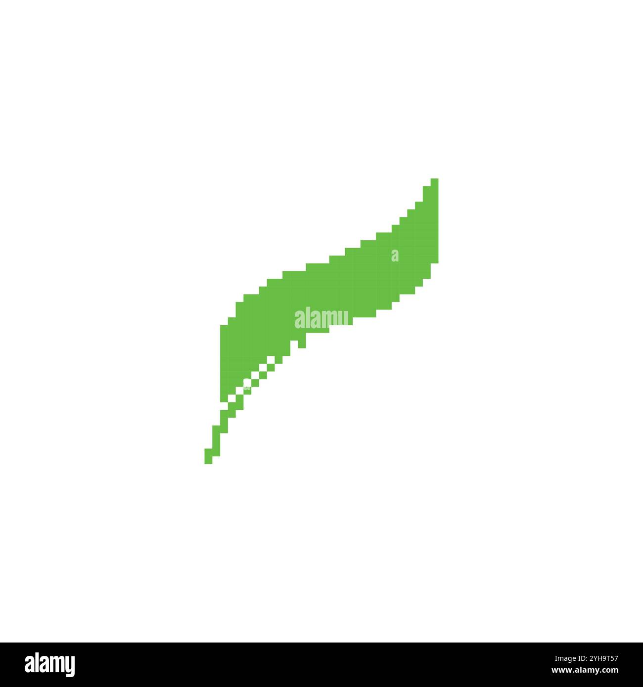 Pixelated green leaf icon simple design. Minimalist pixel art leaf ...