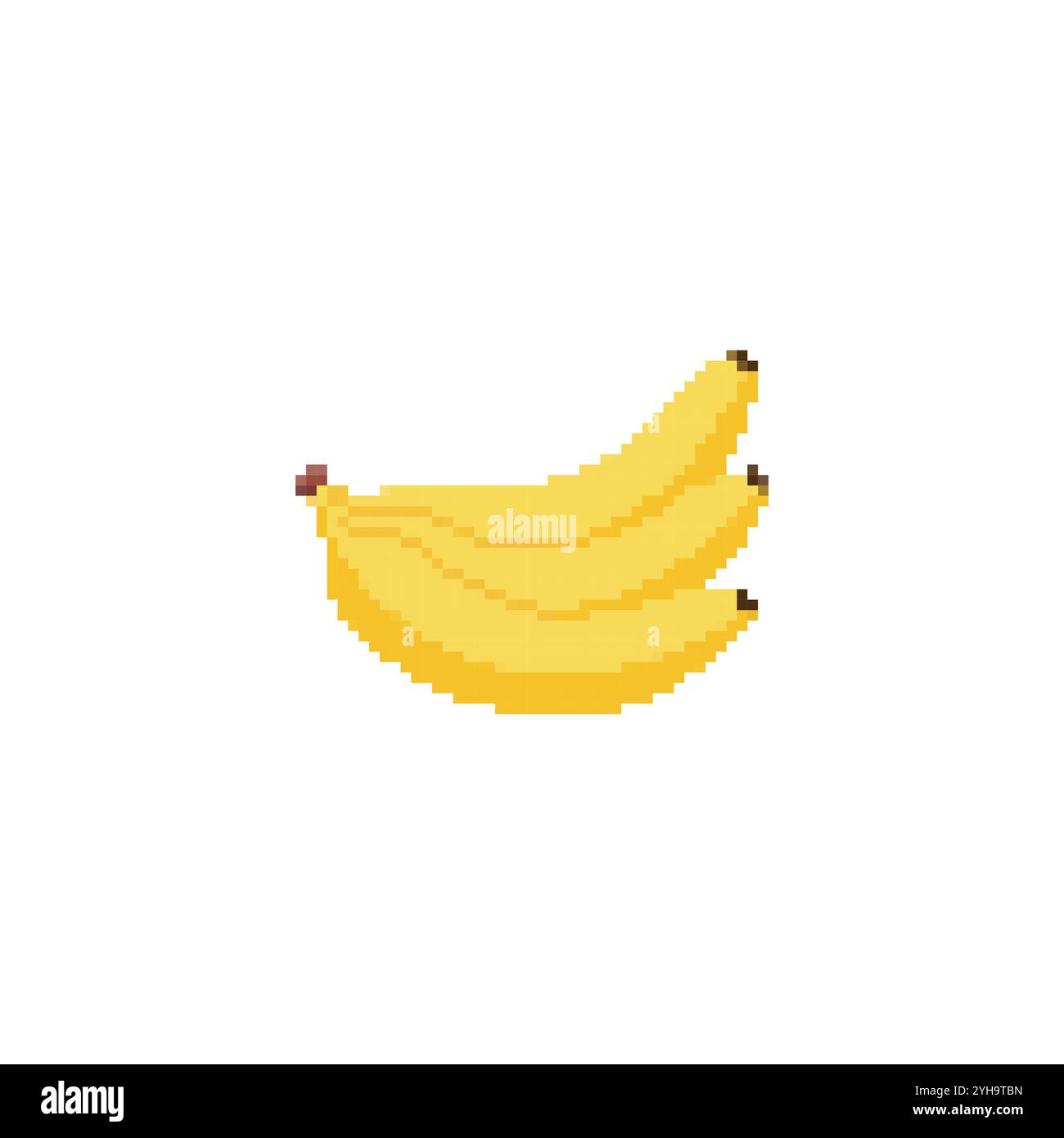 Pixelated banana icon yellow. Retro-style pixel art banana simple ...
