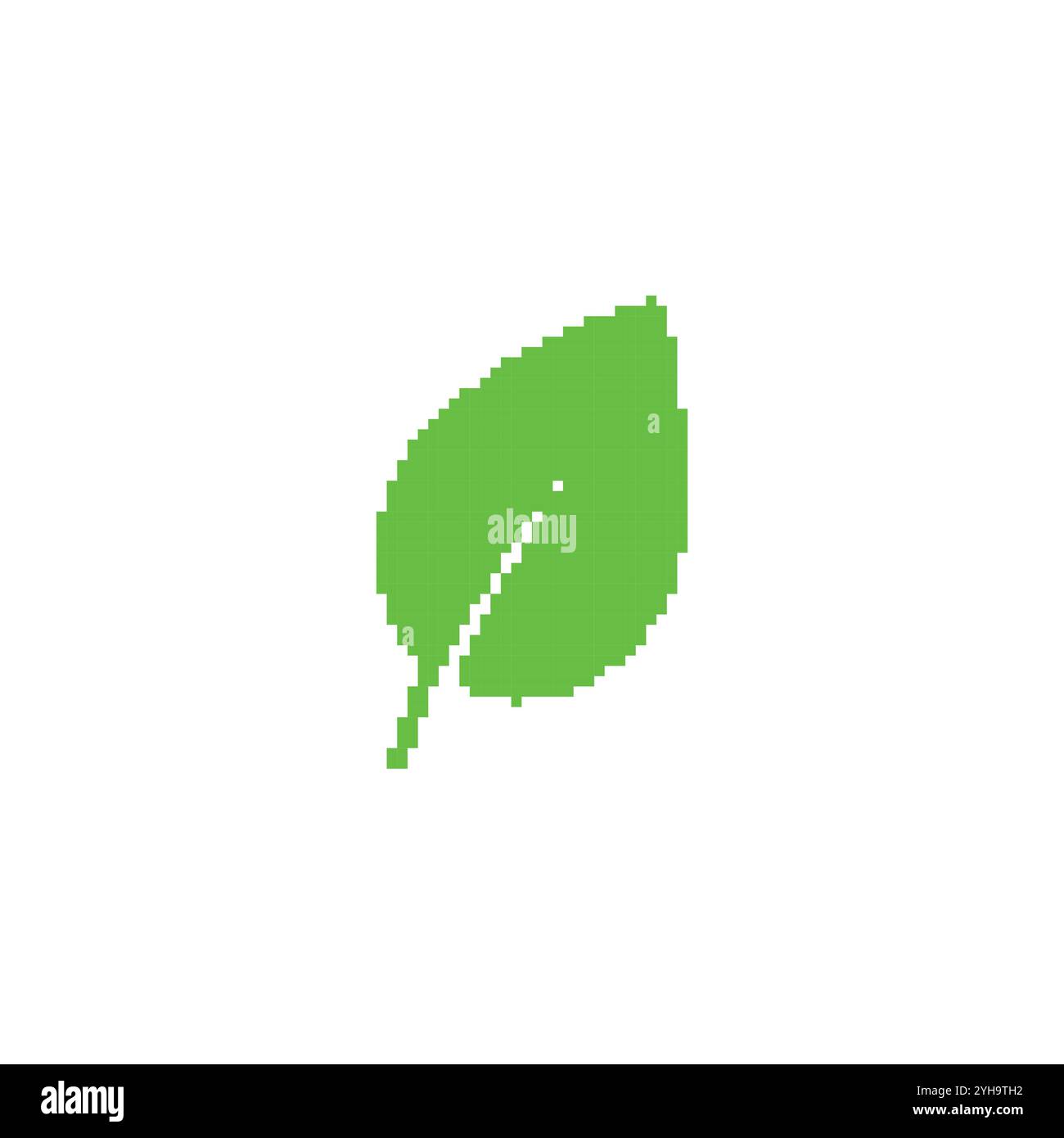Pixelated green leaf icon simple design. Minimalist pixel art leaf ...
