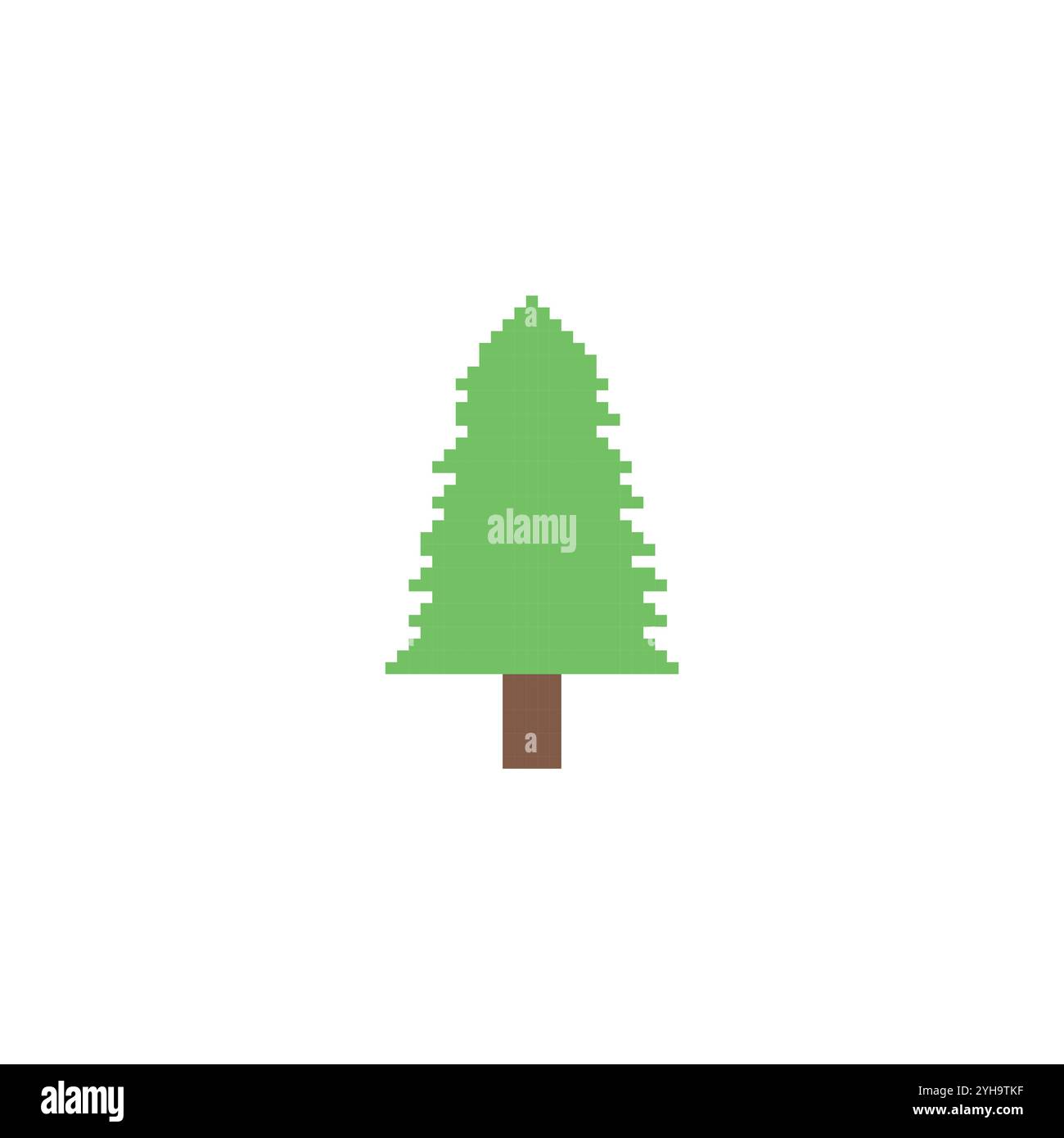 Simple pixelated tree icon. Minimalistic pixel art tree with green ...