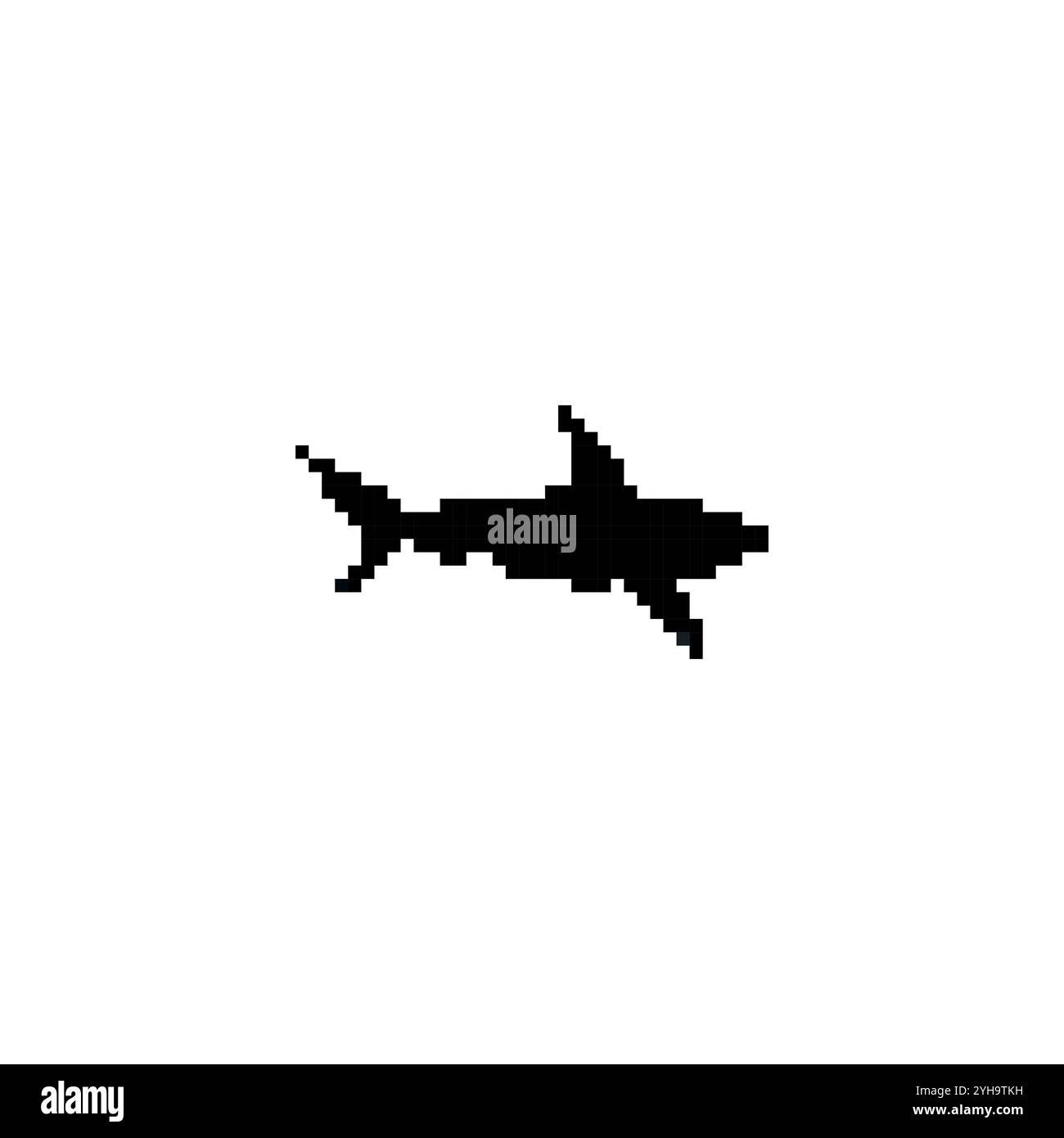 Pixel art black shark silhouette. Minimalistic shark icon in pixelated ...