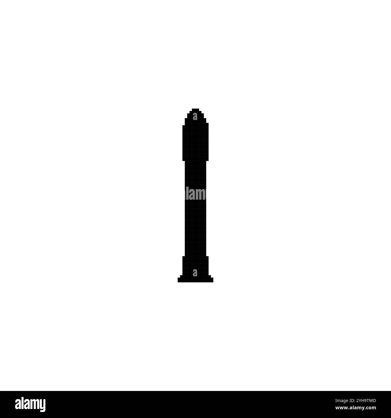 Pixel art black rocket silhouette. Minimalistic rocket icon in retro ...