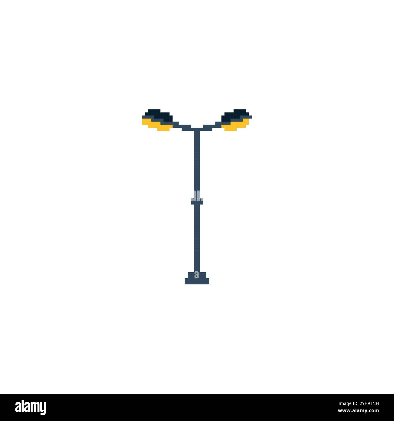 Pixelated street lamp icon. Simple pixel art tall black street lamp ...