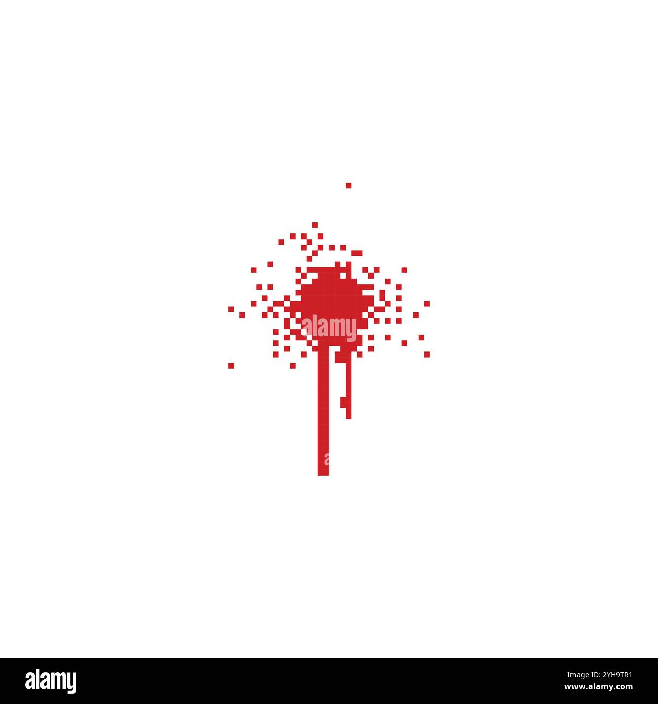 Red blood splatter in pixel art style. Pixelated blood stain with drips ...