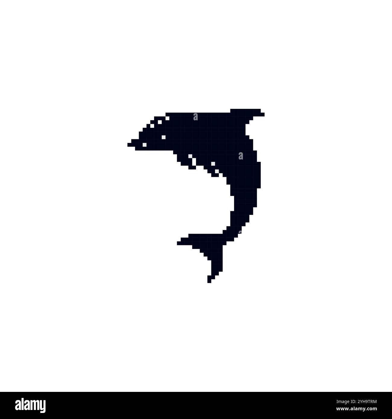 Pixel art black dolphin silhouette. Minimalistic dolphin icon in pixelated retro style Stock ...