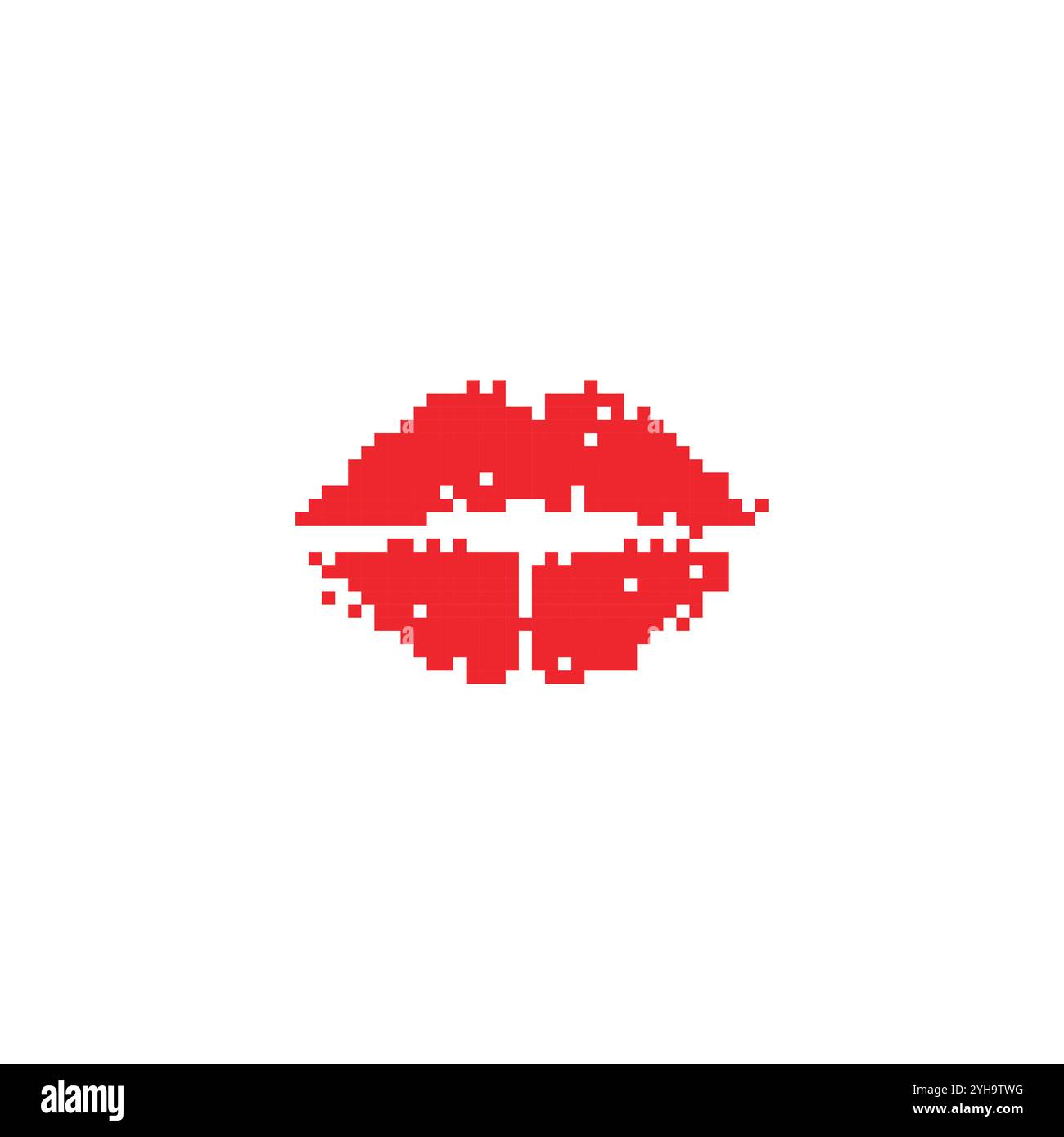 Red pixelated lips in retro digital style. Minimalistic red lips icon ...