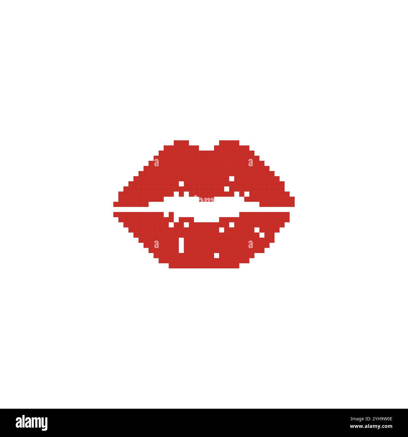 Red pixelated lips in retro digital style. Minimalistic red lips icon ...