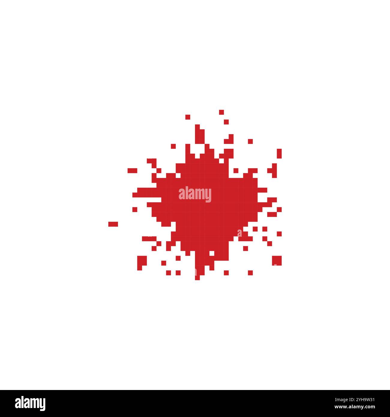 Red blood splatter in pixel art style. Pixelated blood stain with drips ...