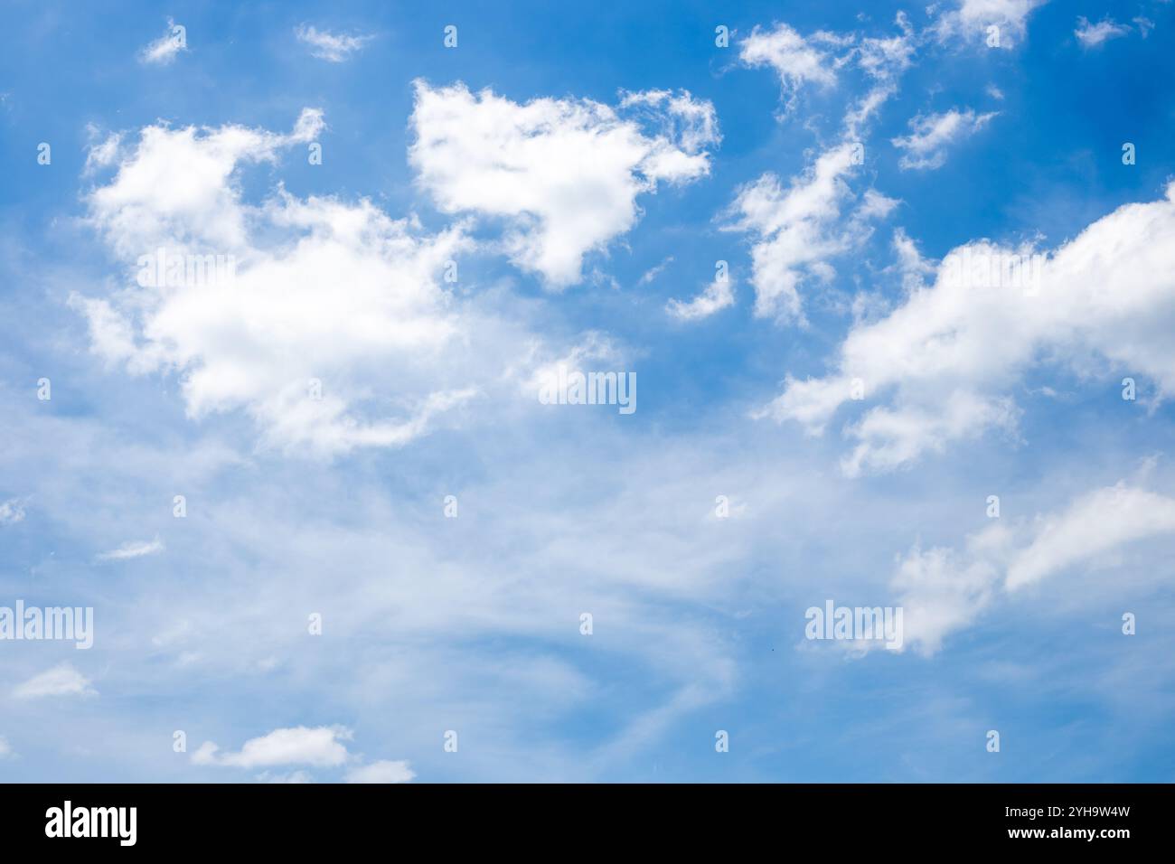 Airy sky summer landscape. Blue sky with fluffy clouds, natural ...