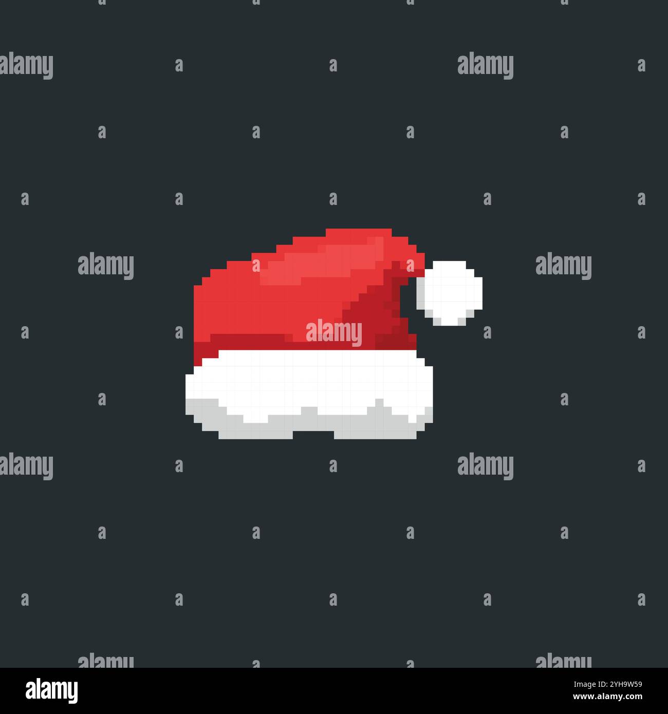 Pixelated Santa hat illustration. Simple pixel art of a red Santa hat ...