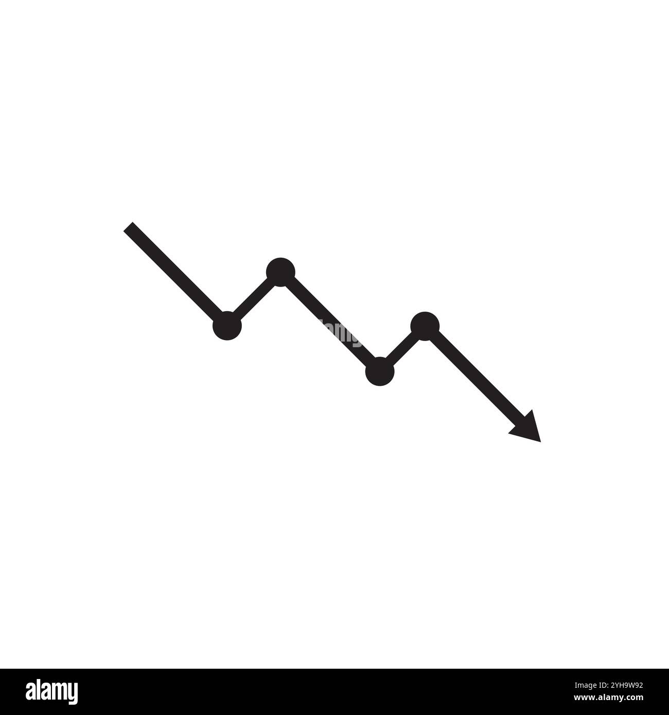 Down Graph Chart Arrow Drop Icon Decrease Downward Vector Market 1538