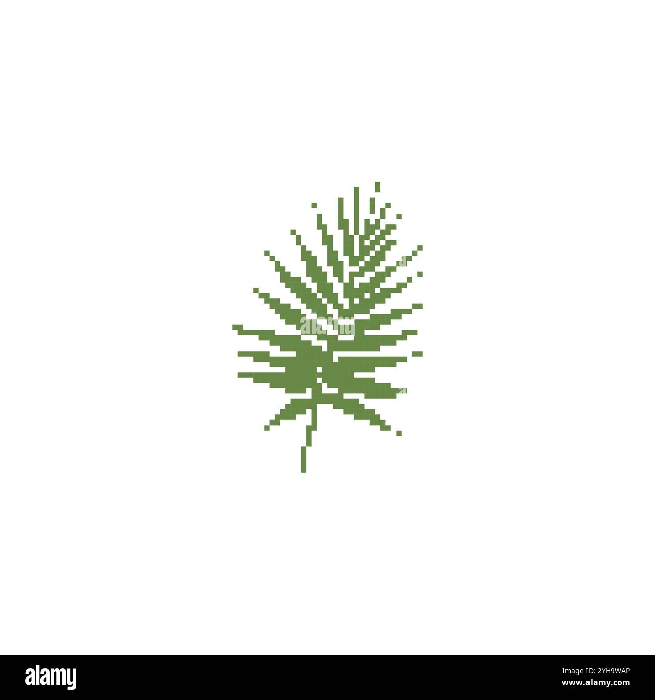 Pixel art green leaf illustration. Minimalistic leaf design in retro ...
