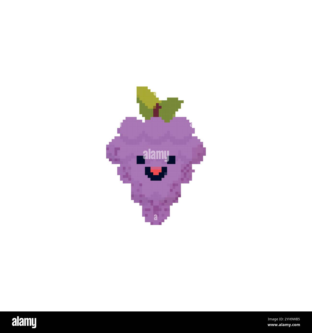 Pixel art cute grape fruit character. Smiling pixelated happy grape ...
