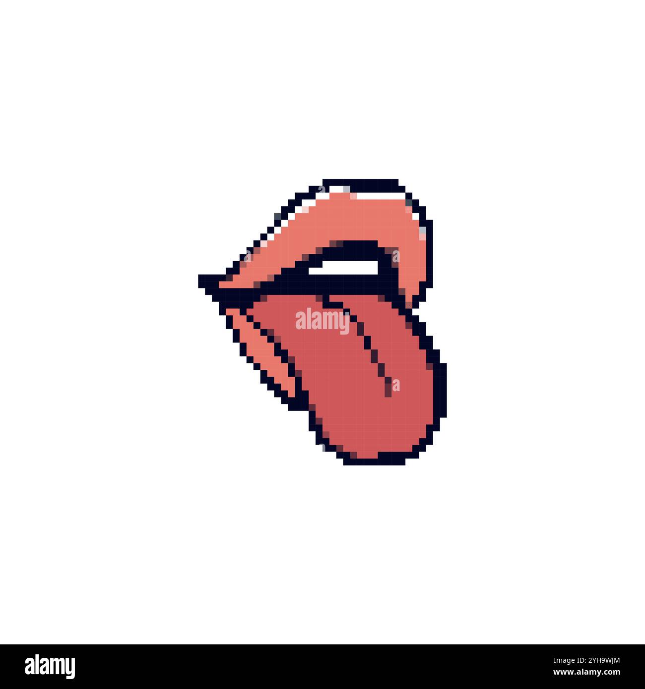 Pixel art mouth with tongue sticking out. Retro pixelated mouth and ...