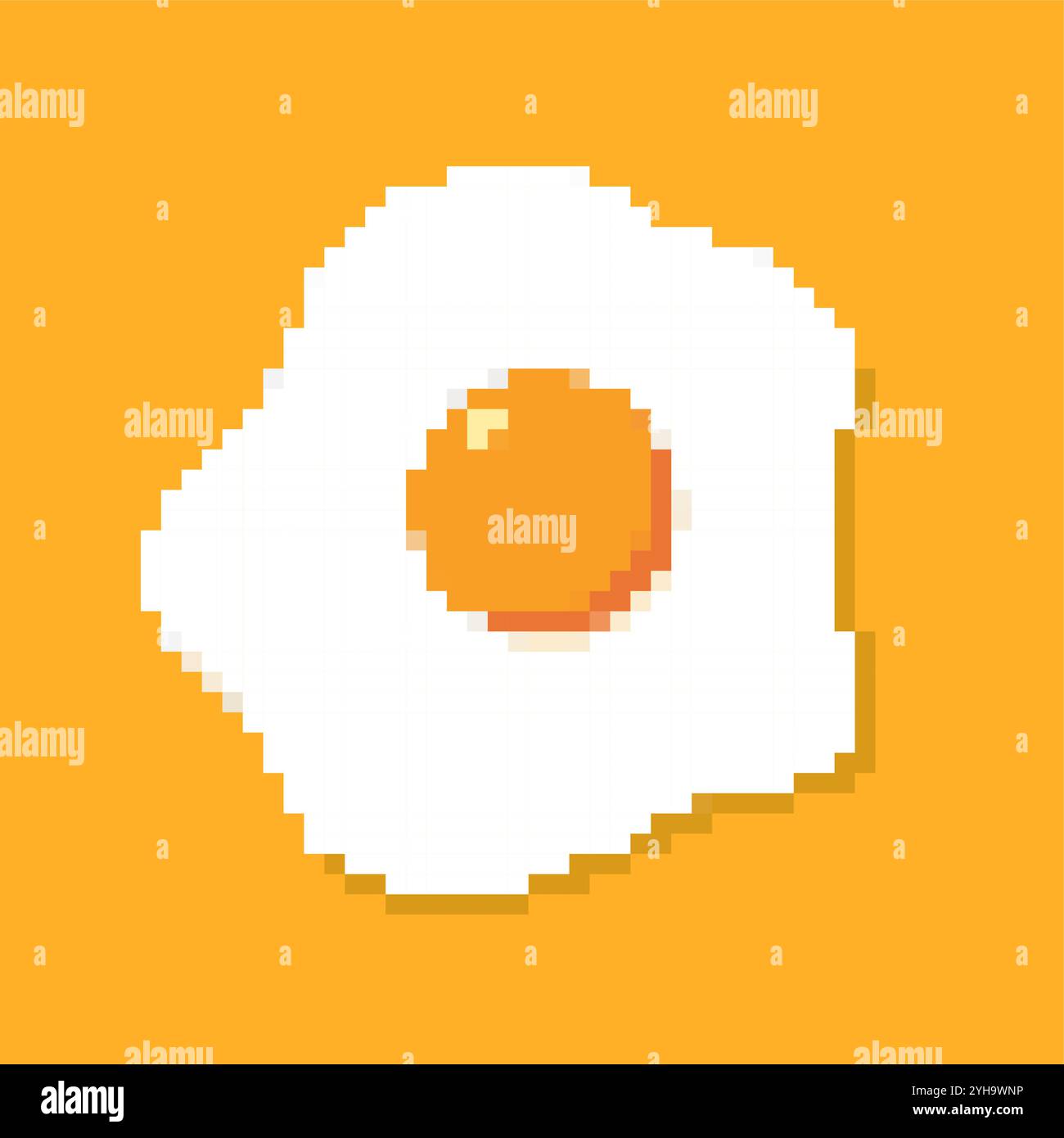 Pixel fried egg icon. Retro pixel art sunny-side-up egg food breakfast ...