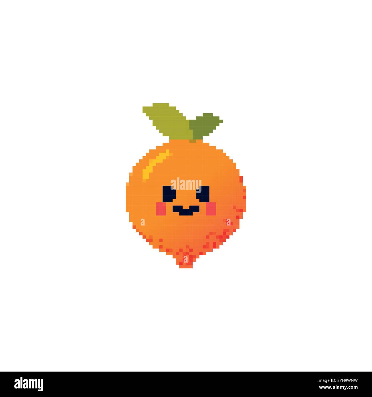 Pixel art cute orange fruit character. Smiling pixelated happy orange ...