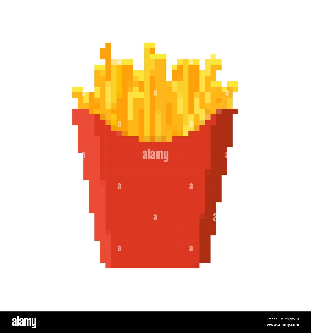 Pixel french fries icon red box. Retro pixel art fast food fries snack ...