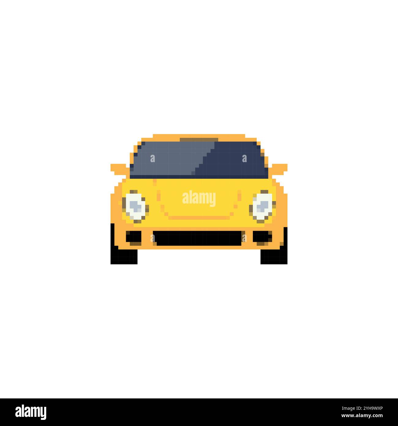 Pixelated sports car icon in front view. Retro pixel art sports car ...