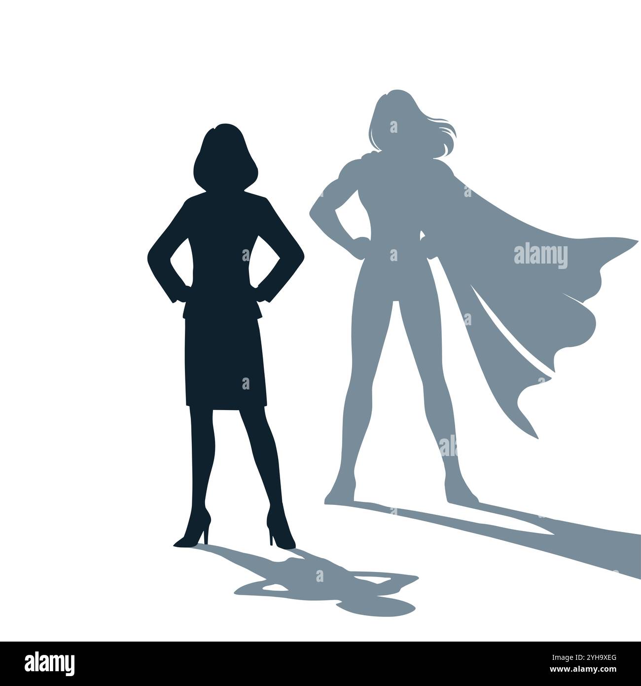 Businesswoman superhero shadow illustration. Empowerment concept ...