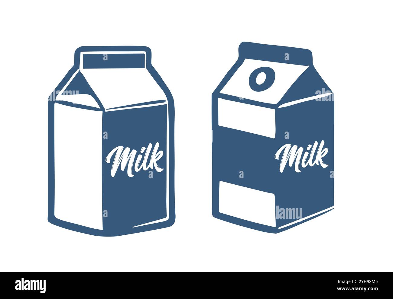 Milk carton packaging container. Milk cartons retro design nutrition ...