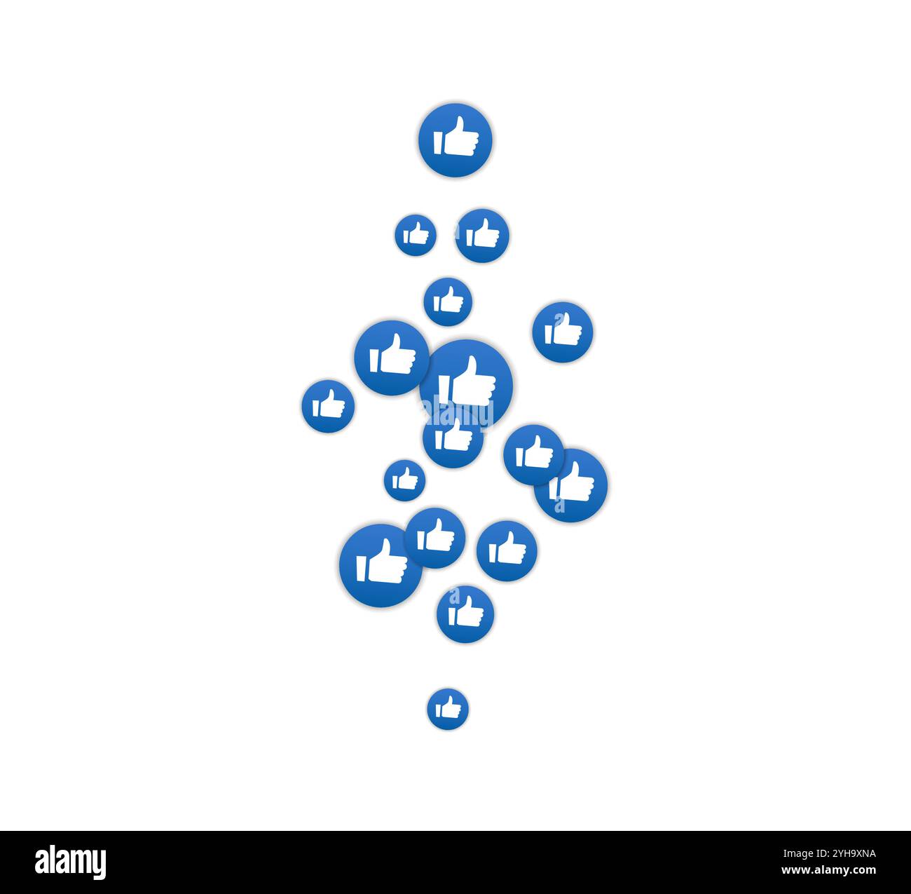 Social media thumbs up icons illustration. Multiple blue like buttons ...